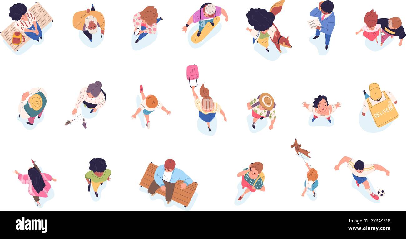 Overhead people walking street Cut Out Stock Images & Pictures - Alamy