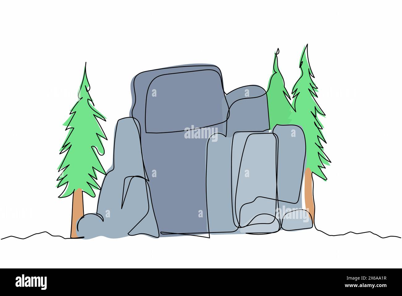 Single one line drawing prehistoric stone cave entrance. Stone house ...