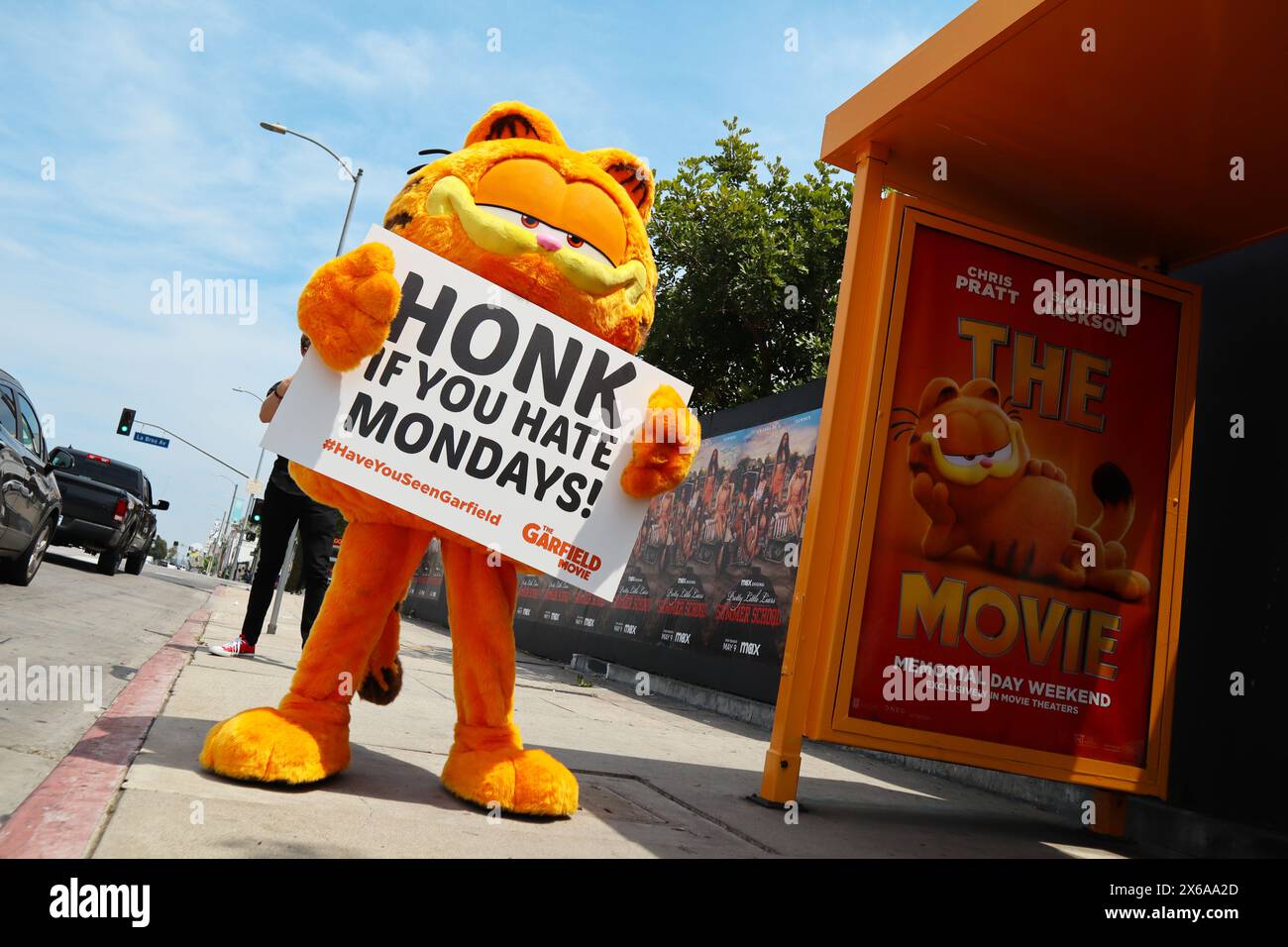 Los Angeles, California – May 13, 2024: Metro Bus Stop with graphic of ...