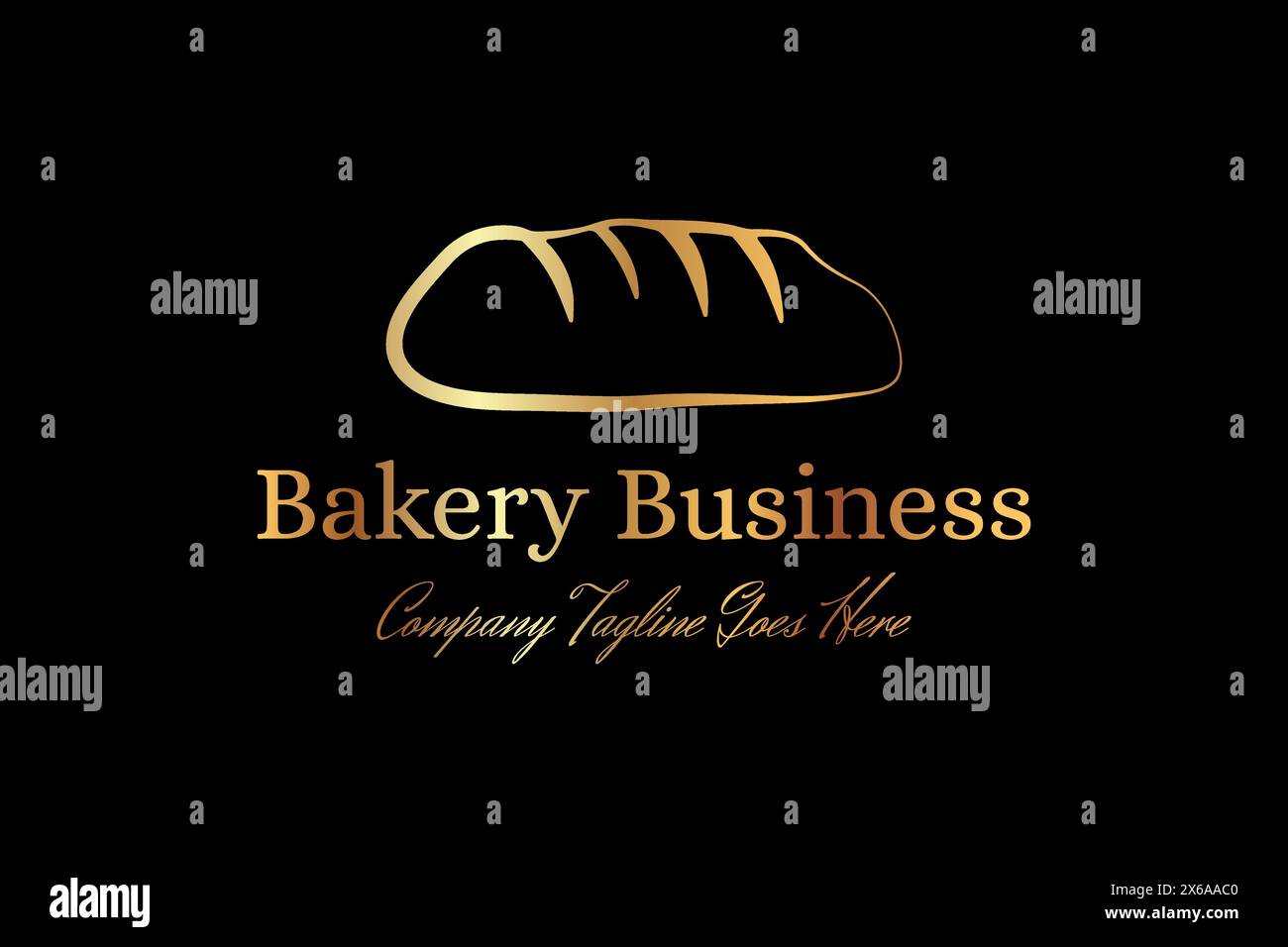 Gold Bakery Logo with Bread Loaf Illustration Stock Vector Image & Art ...