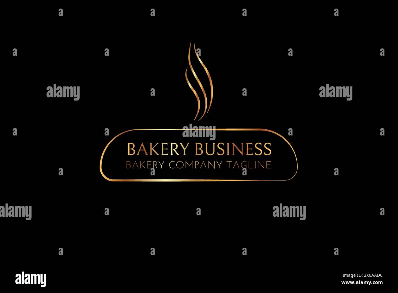 Gold Modern Minimal Bakery Logo with Bread Loaf Illustration Stock ...