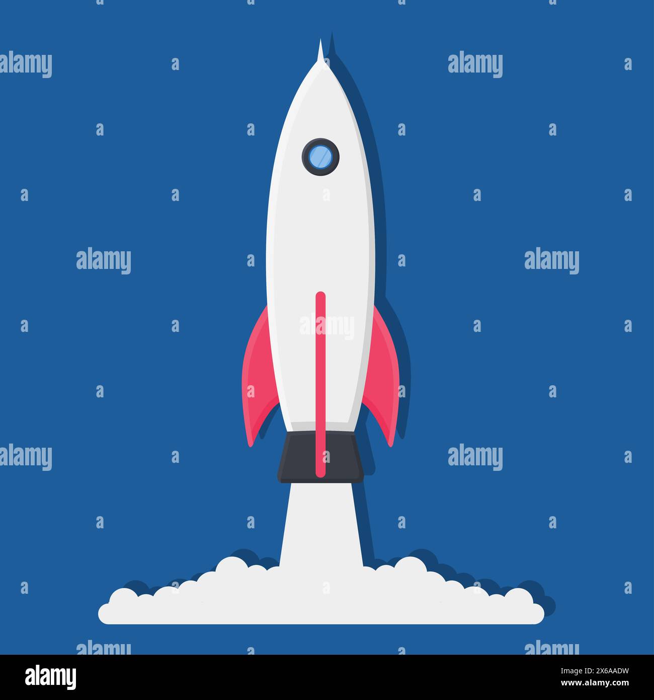 Illustration of a Space Rocket Launch. Vector Rocket Flying Fast into ...