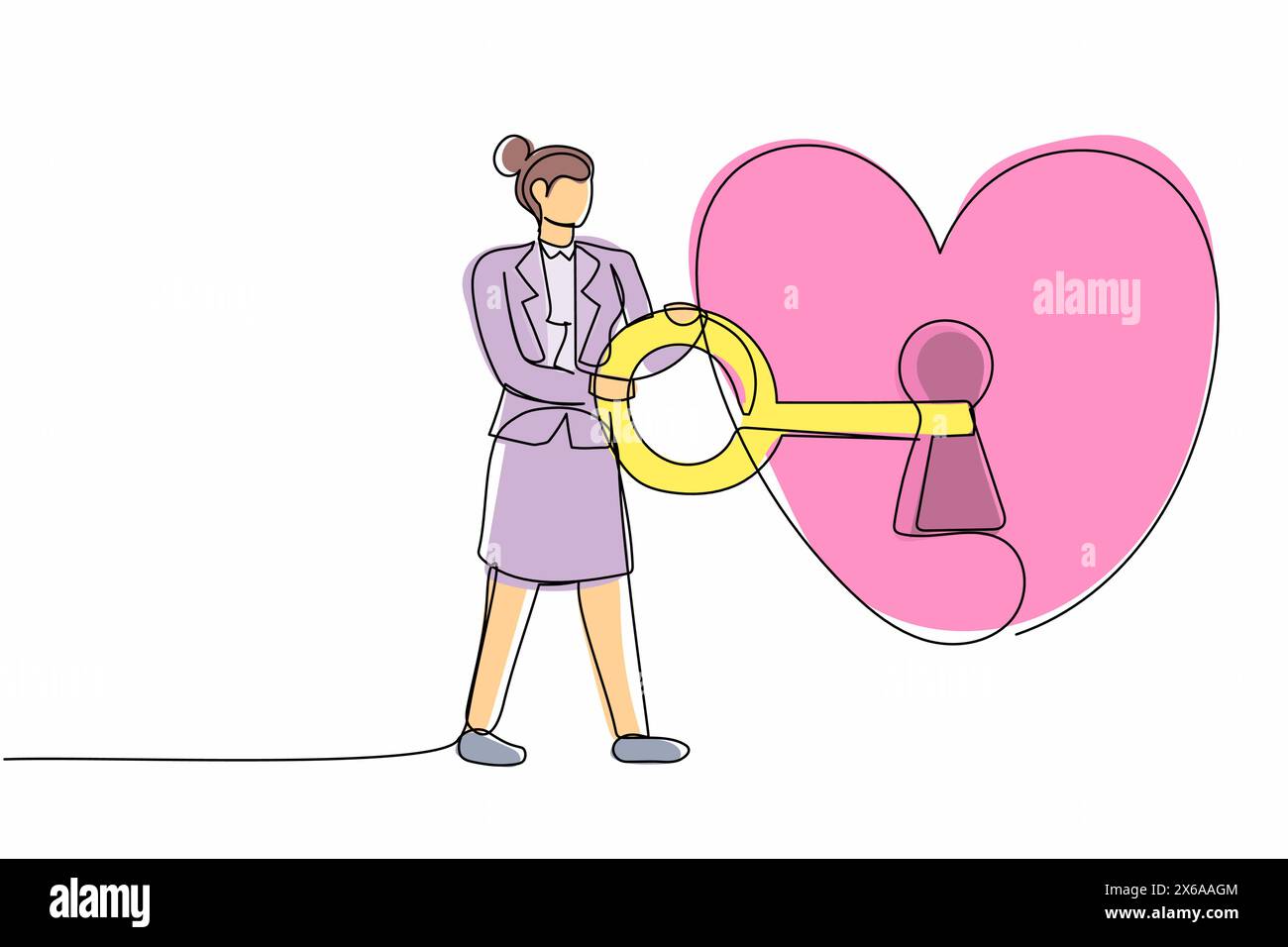 Woman holding heart key Stock Vector Images - Alamy