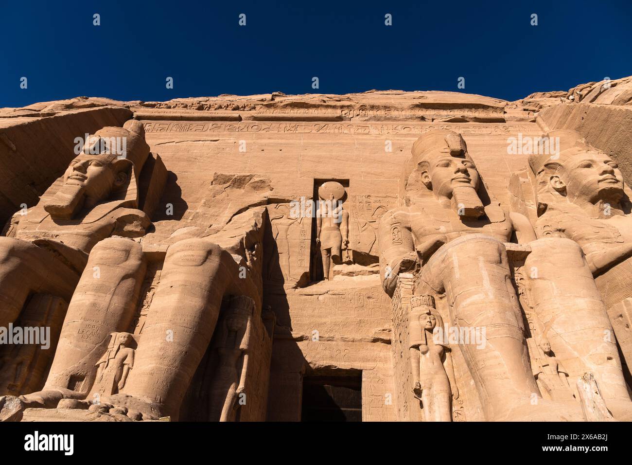 Abu Simbel, Egypt: Exterior view of the majestic statues of Ramses II ...