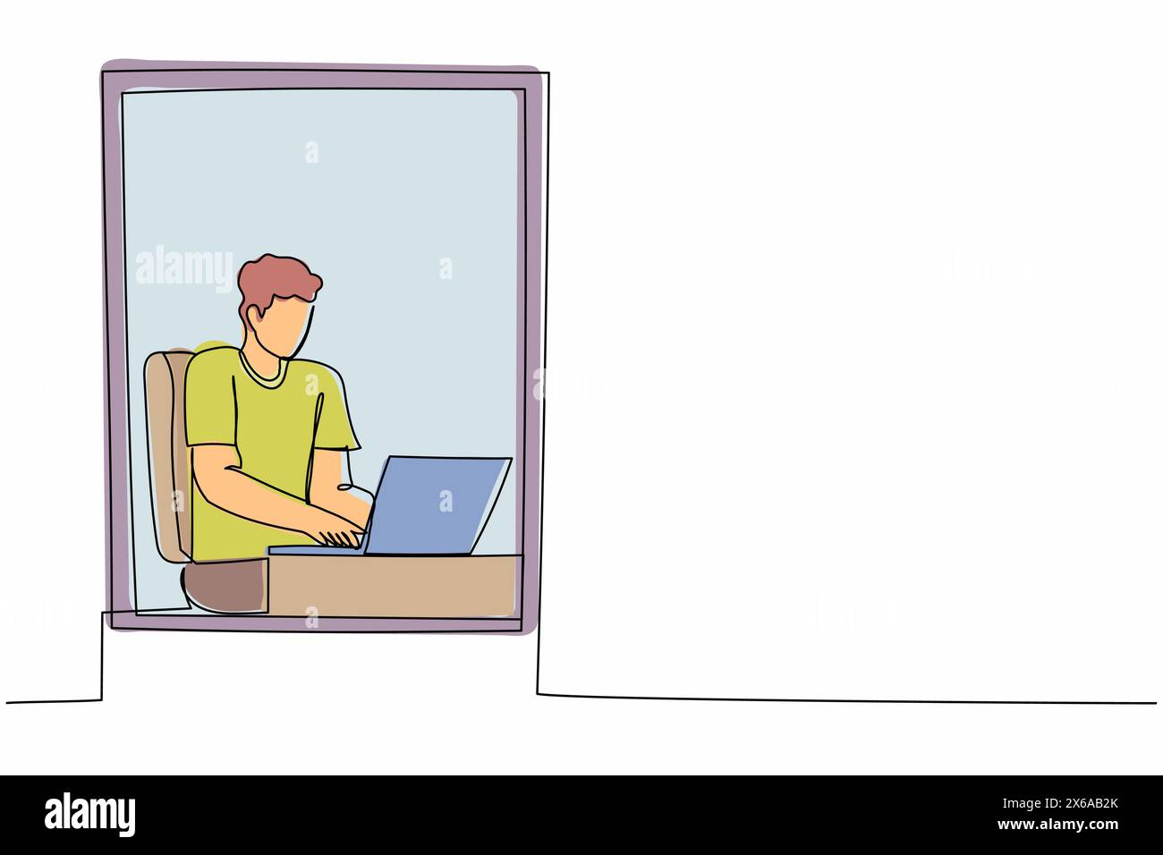 Man sitting near window working Stock Vector Images - Alamy