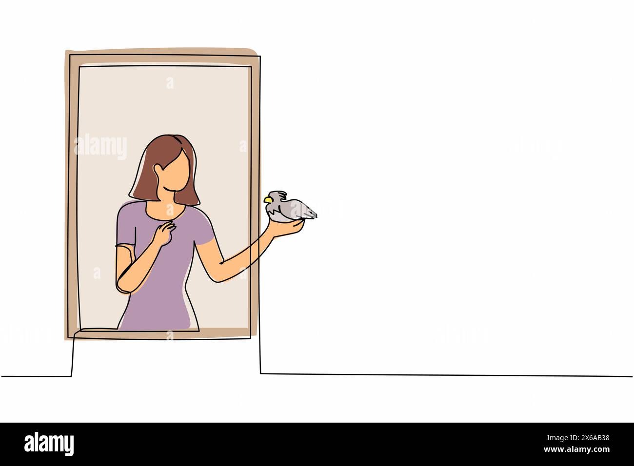 Bird on window Stock Vector Images - Alamy