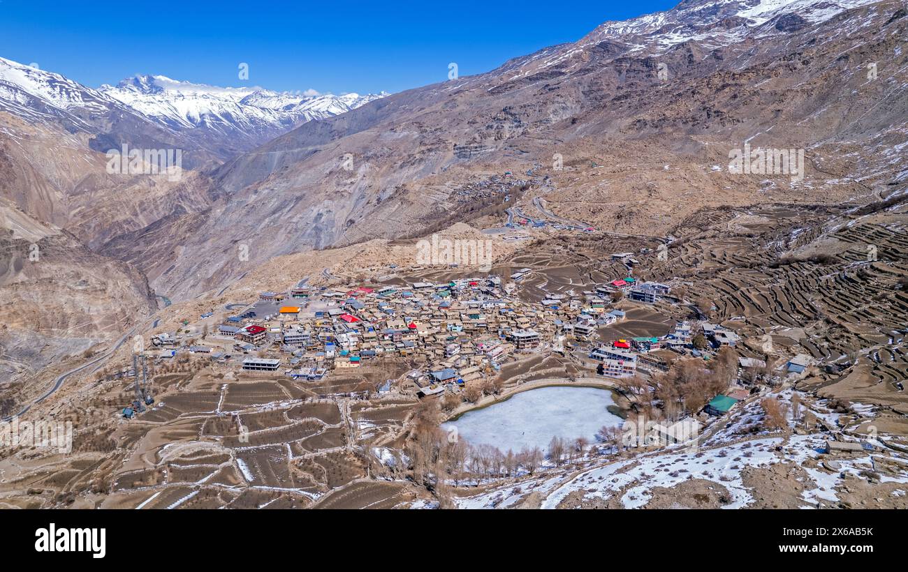 Picturesque view of the Key Gompa Monastery (4166 m) at sunrise. Spiti ...