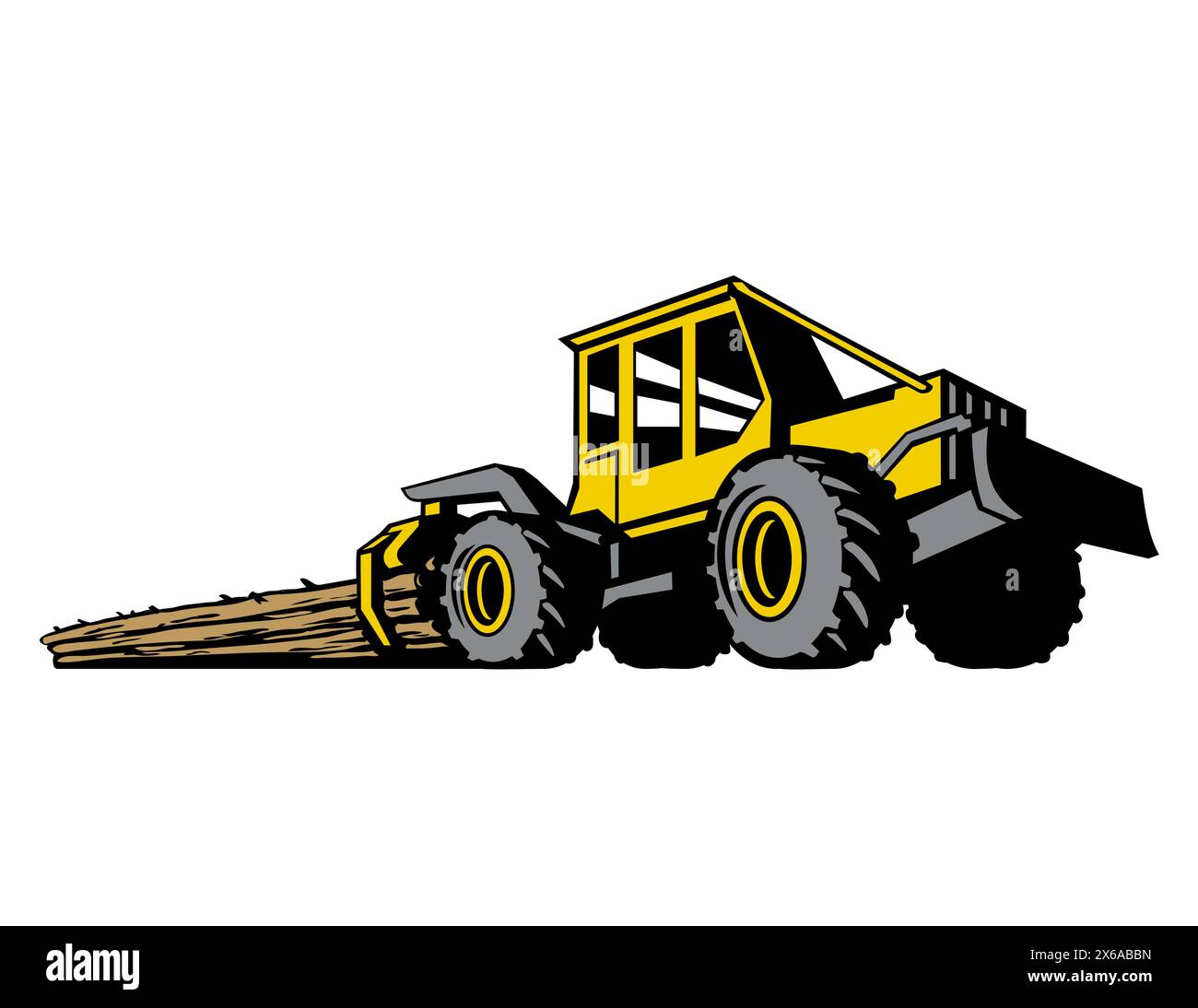 Retro style illustration of a cable skidder, grapple skidder or logging ...