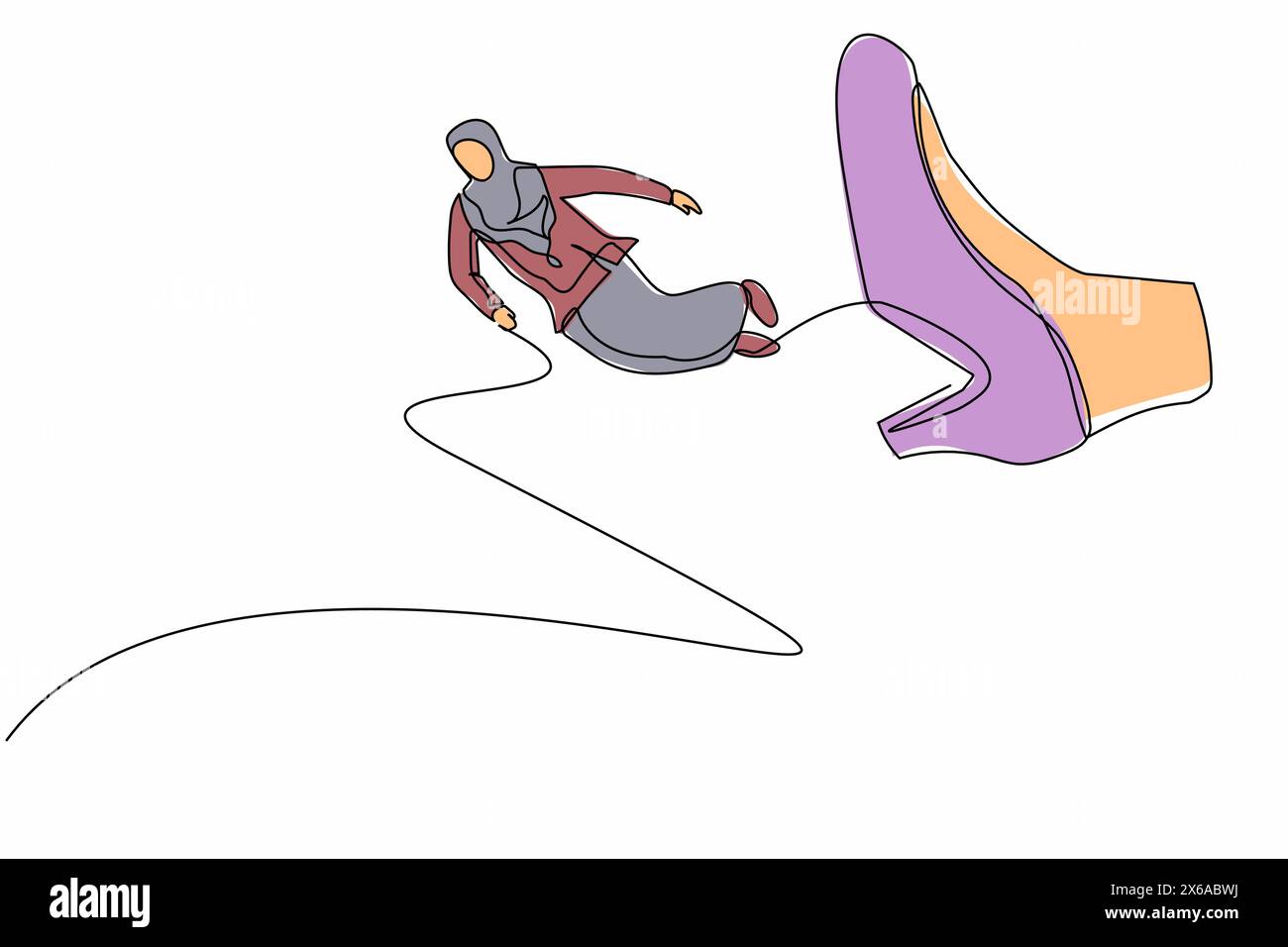 Single continuous line drawing failed Arab businesswoman getting fired ...