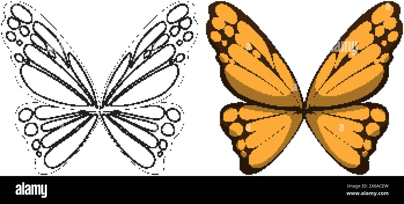 Vector illustration of a butterfly, colored and outline Stock Vector ...