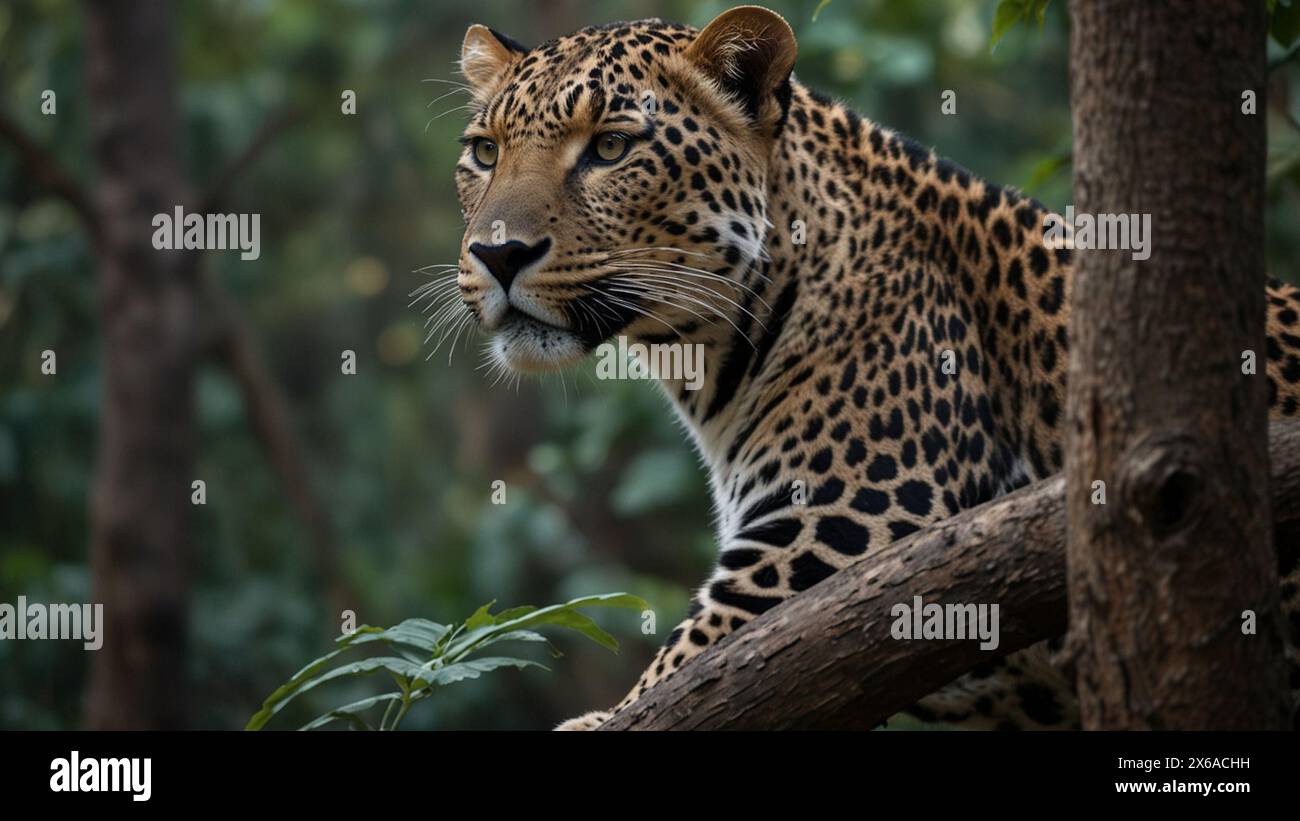 wild leopard on the tree Stock Photo - Alamy