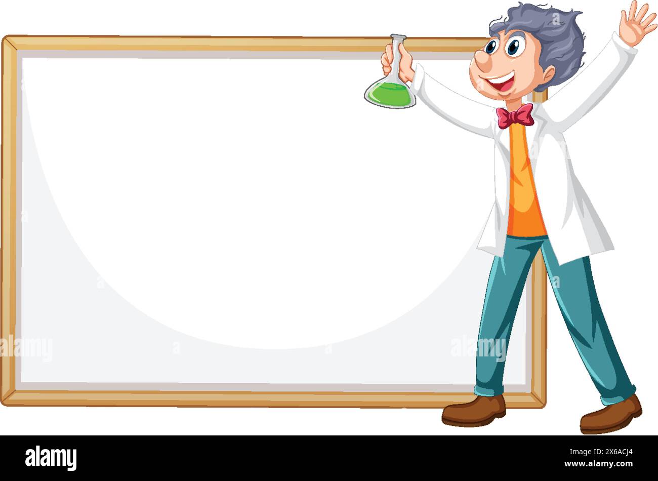 Cartoon scientist with flask by a blank board Stock Vector Image & Art ...