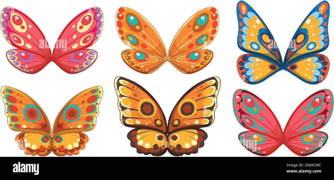 Six vibrant, stylized butterfly designs in vector format Stock Vector ...