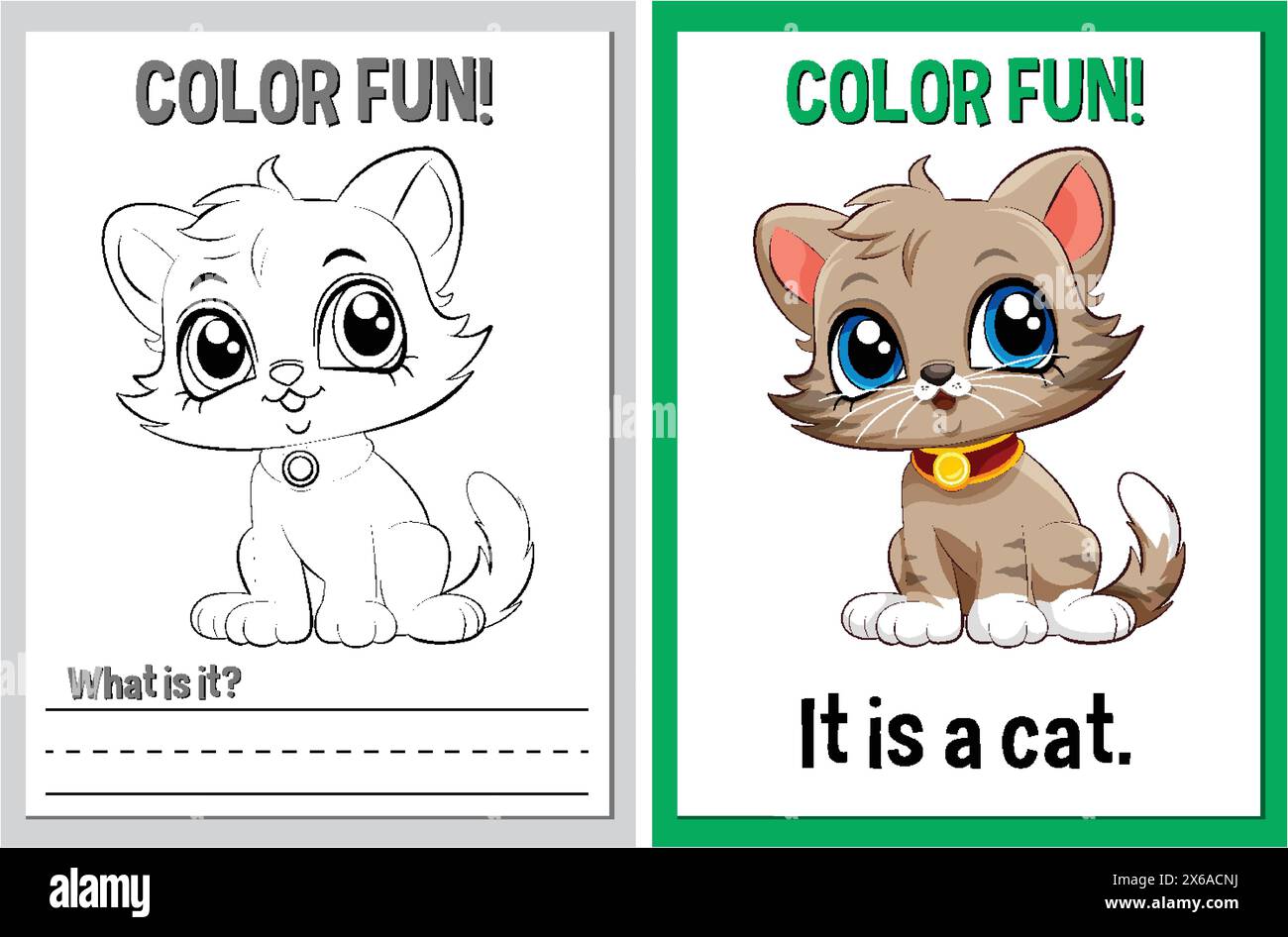 Coloring book pages with cute cat illustrations Stock Vector Image ...
