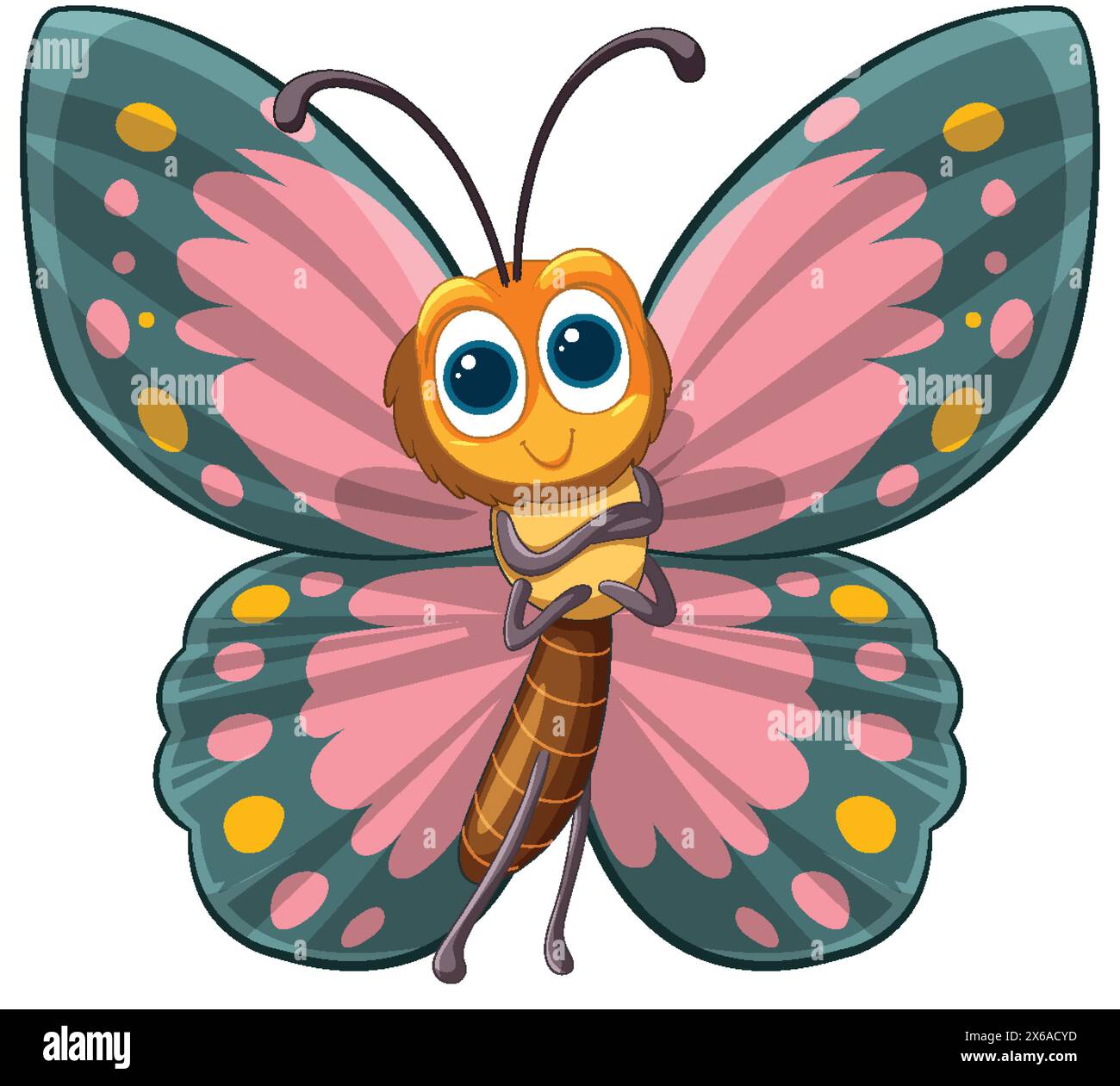 Colorful, friendly butterfly with big eyes and smile Stock Vector Image ...