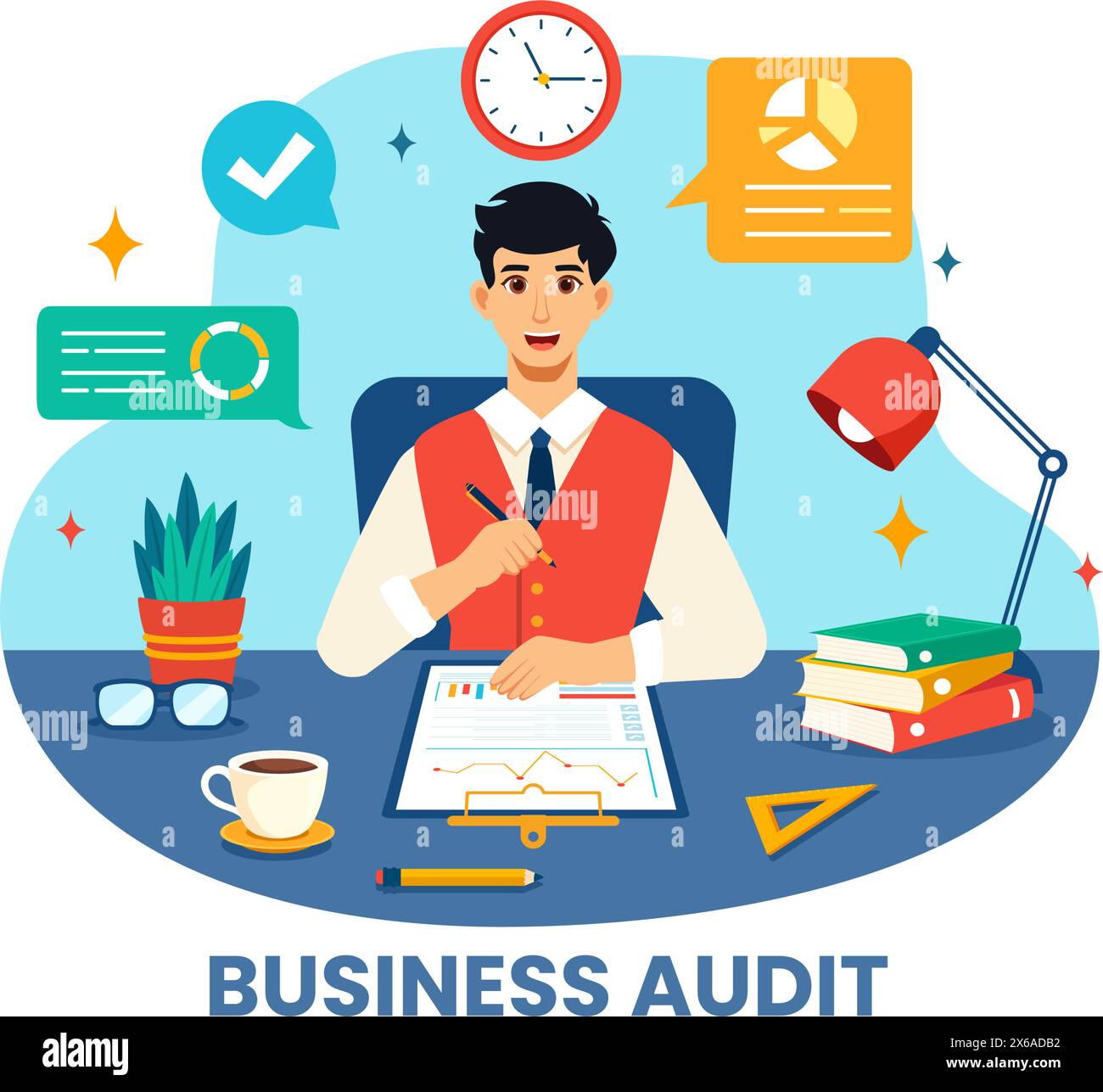 Business Audit Documents Vector Illustration with Charts, Accounting ...
