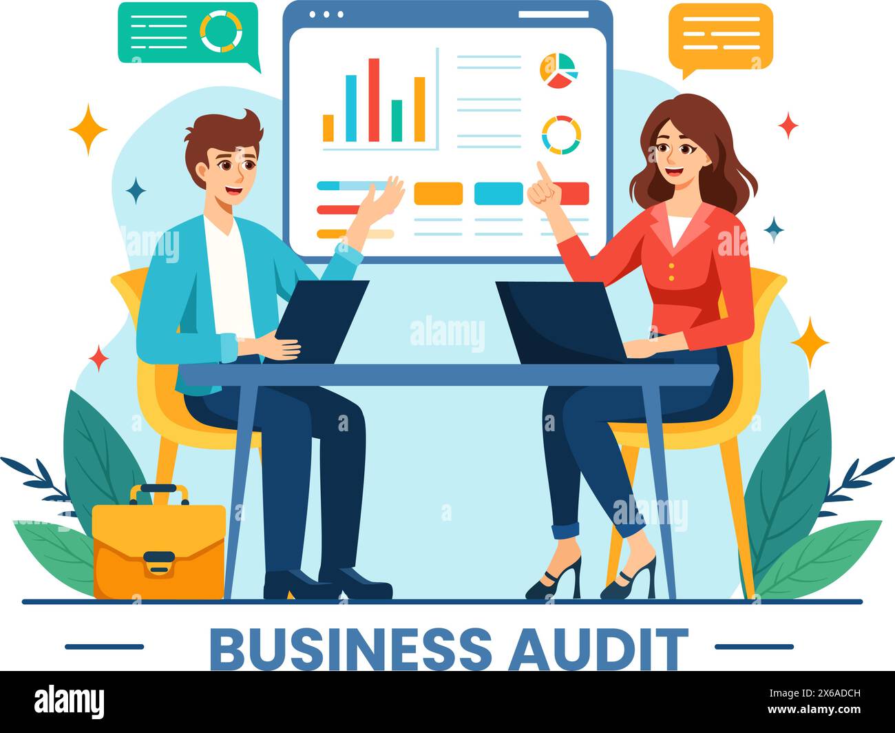 Business Audit Documents Vector Illustration with Charts, Accounting ...