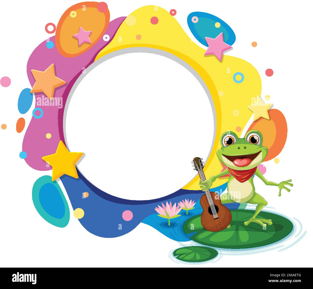 Cheerful frog with guitar on a vibrant frame Stock Vector Image & Art ...