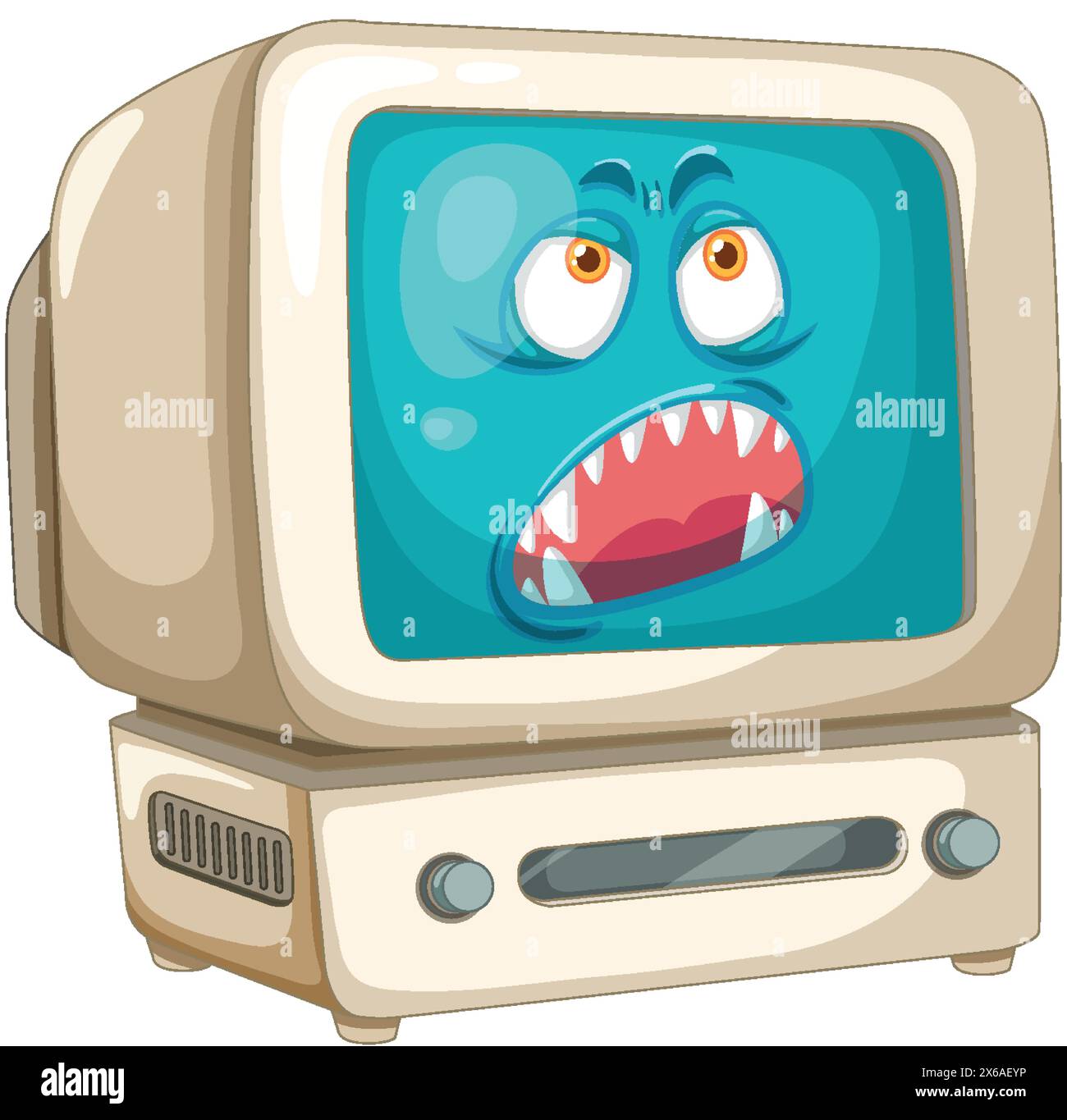 Cartoon of an angry television with expressive face Stock Vector Image ...