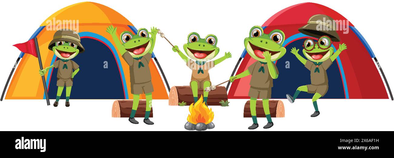 Frogs enjoying a campfire with tents Stock Vector Image & Art - Alamy