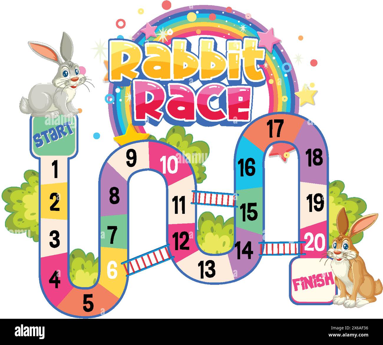 Colorful board game with rabbits and numbers Stock Vector Image & Art ...