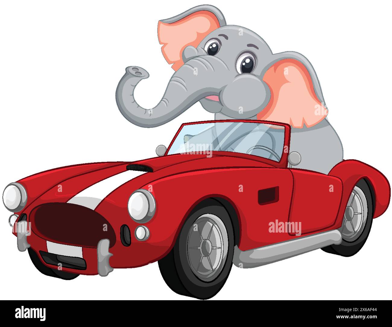 Cartoon elephant joyfully driving a vintage sports car Stock Vector ...