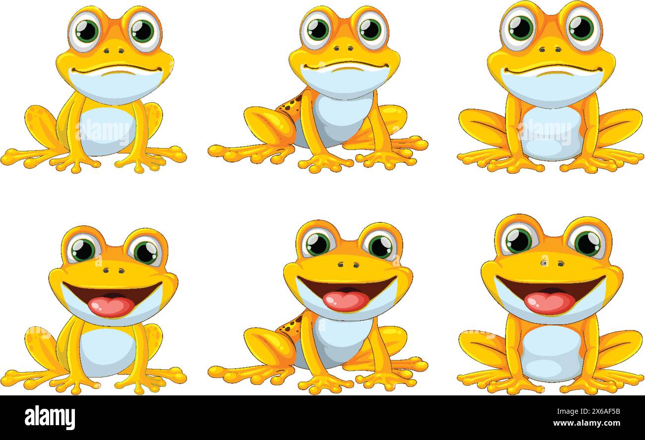 Six cartoon frogs showing different emotions Stock Vector Image & Art ...