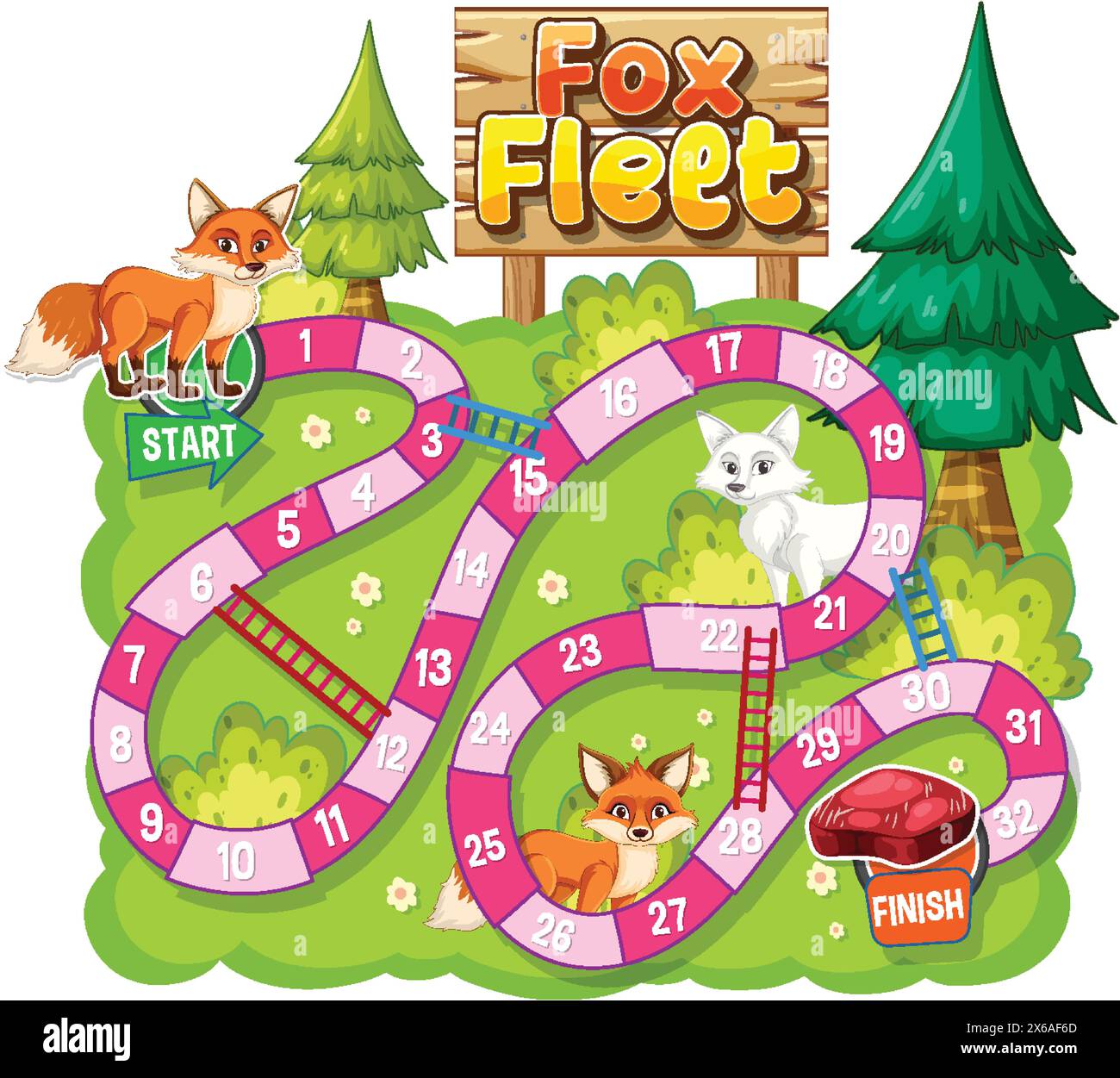 Colorful board game with foxes and forest theme Stock Vector Image ...