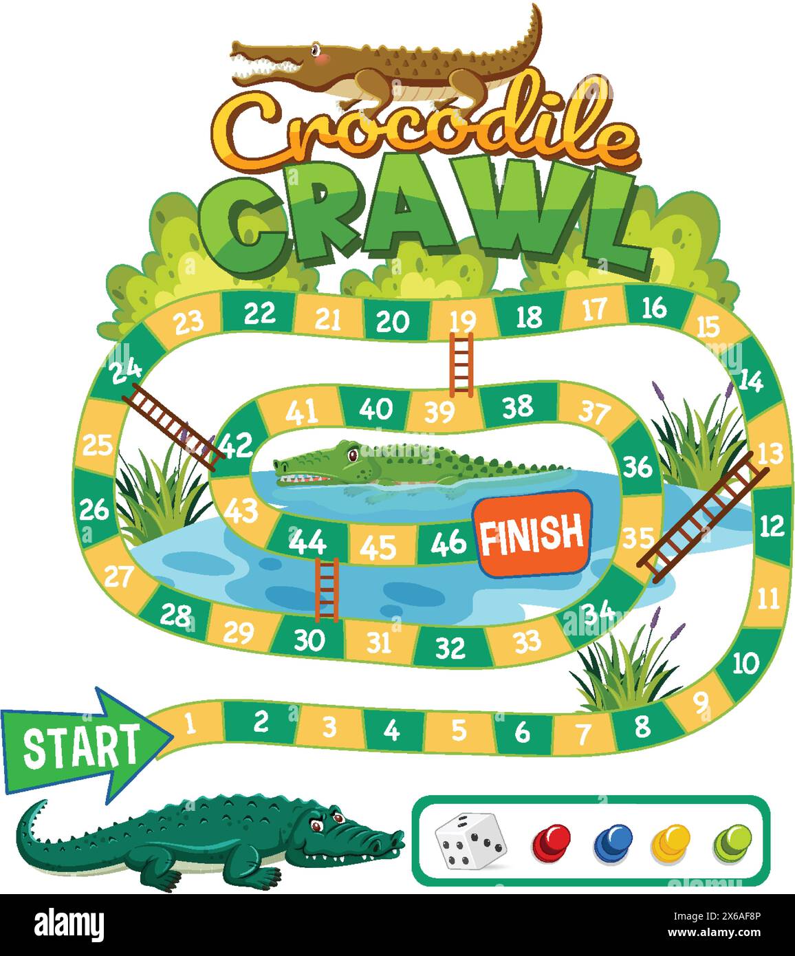 Colorful children's board game with crocodile theme Stock Vector Image ...