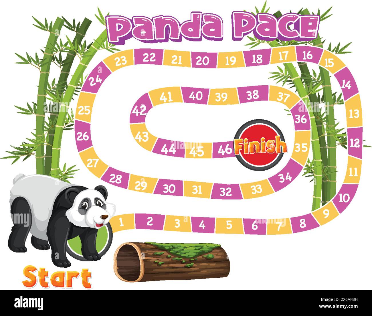 Colorful board game with panda and bamboo theme Stock Vector Image ...