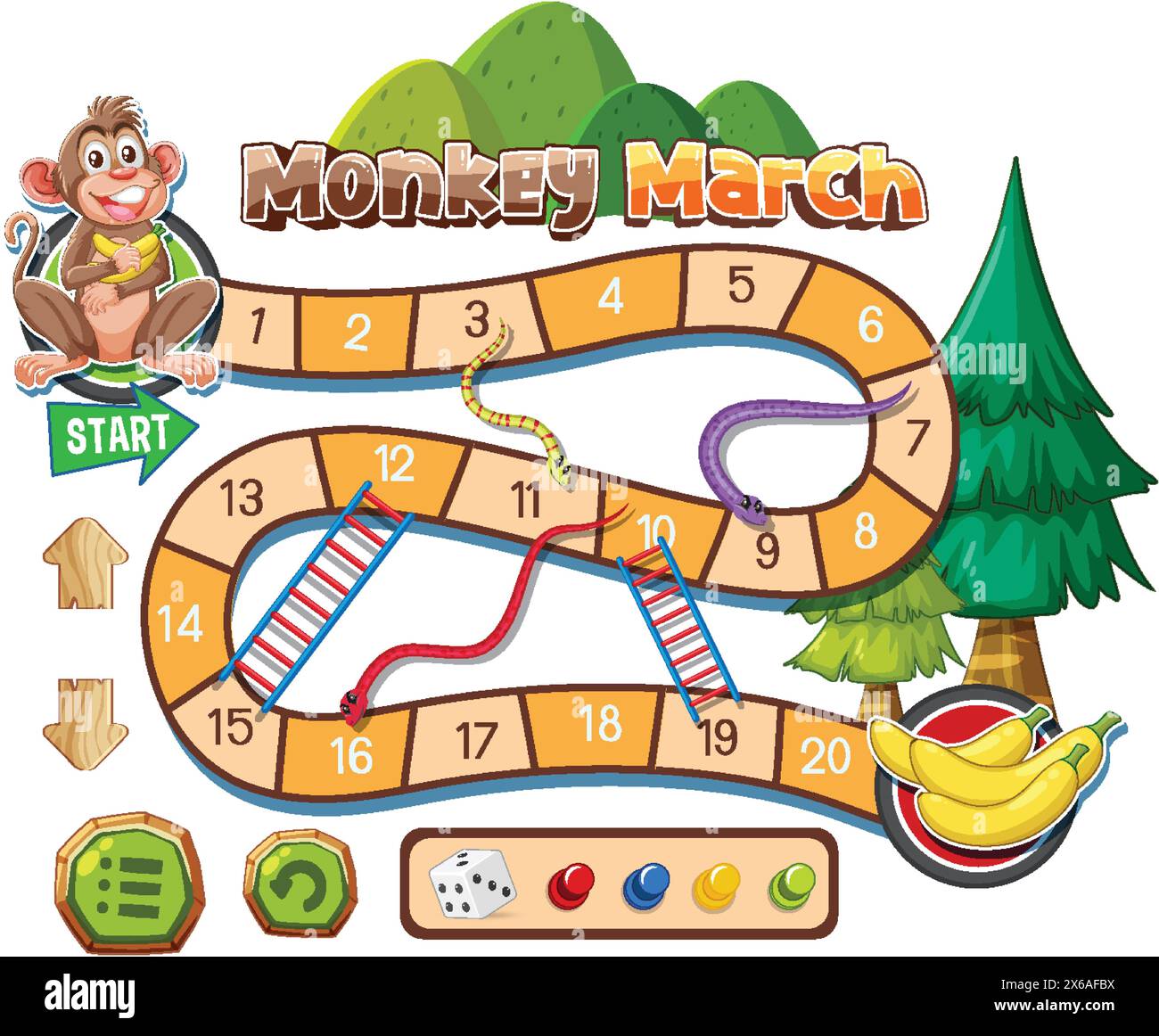Colorful board game layout with playful monkey theme Stock Vector Image ...