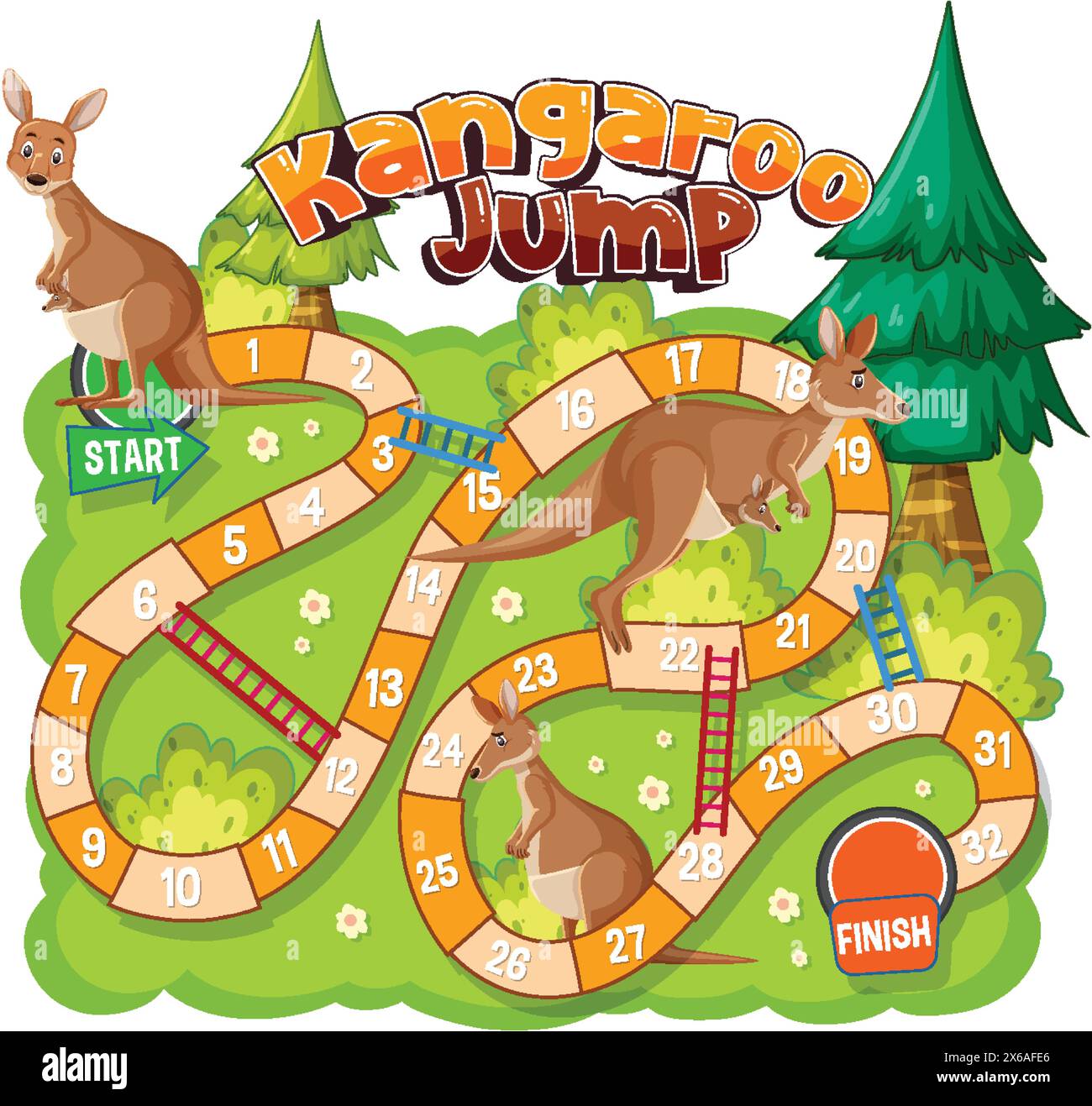 Colorful board game with kangaroos and forest theme Stock Vector Image ...