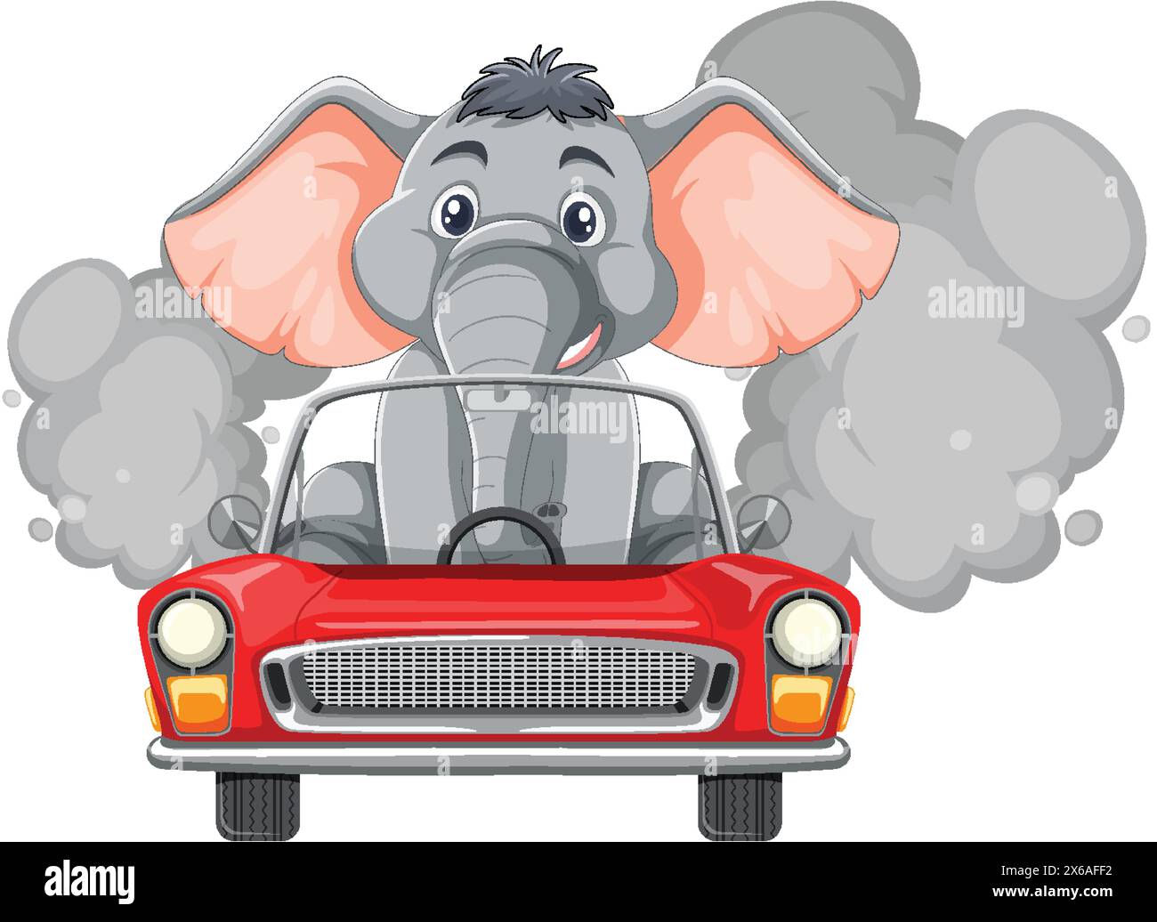 Cartoon elephant in a classic car, smiling Stock Vector Image & Art - Alamy