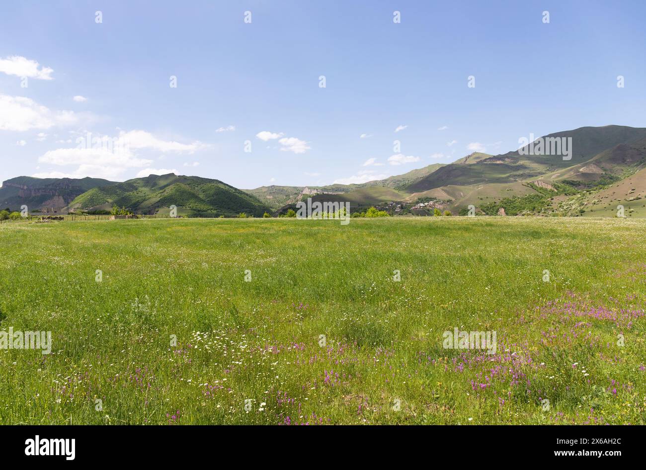 Beautiful green fields and mountains. Kusar region. Azerbaijan Stock ...