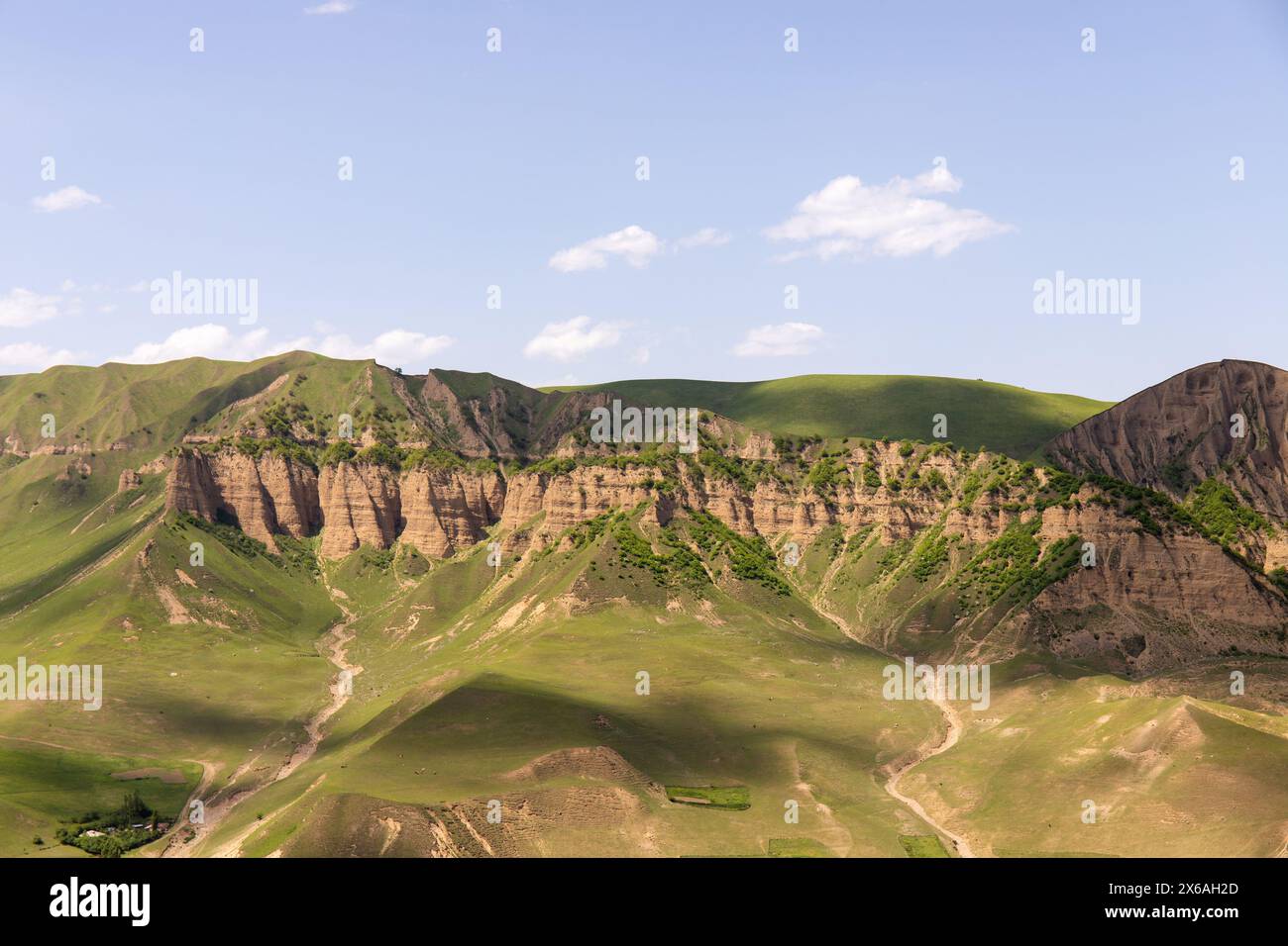 Beautiful green fields and mountains. Kusar region. Azerbaijan Stock ...