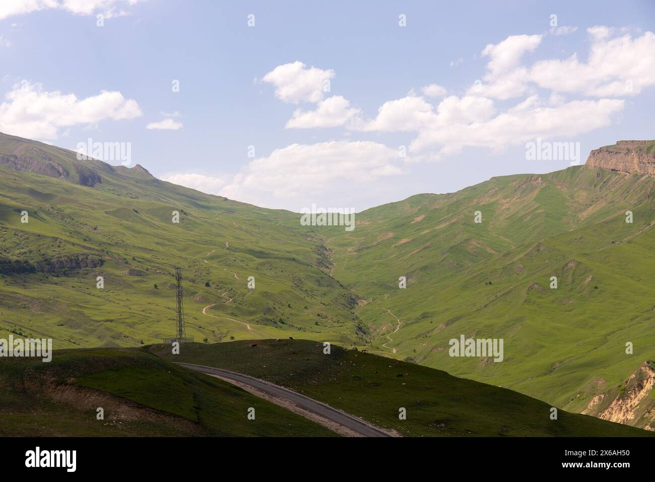 Beautiful green fields and mountains. Kusar region. Azerbaijan Stock ...