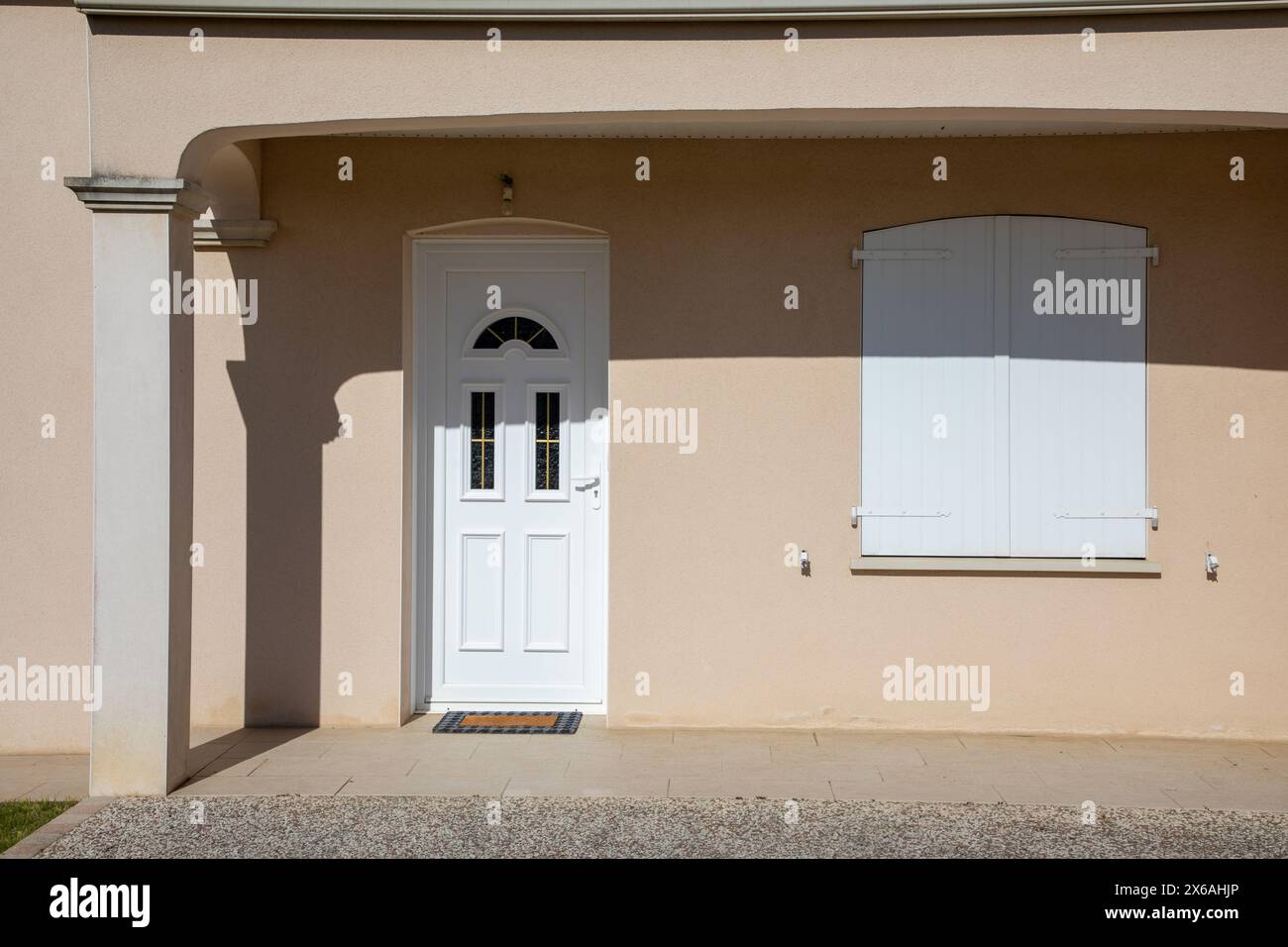 modern new house facade front door window entrance of home building ...
