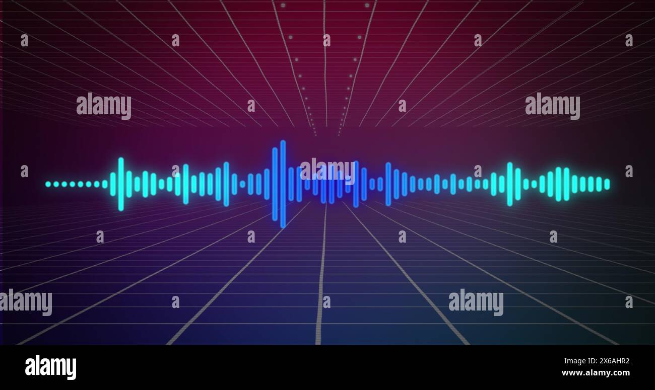 Image of sound spots moving over squares Stock Photo - Alamy