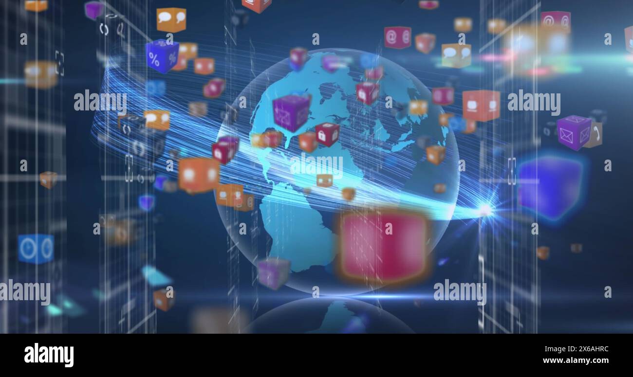 Network connection icons data processing hi-res stock photography and ...