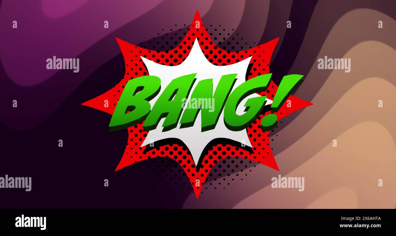 Image of bang text on retro speech bubble and patterned background ...