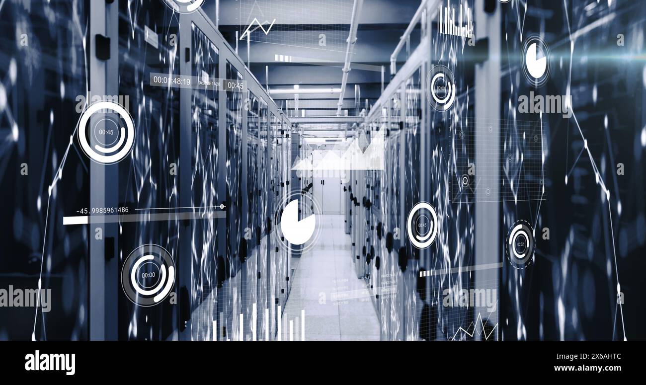 Image of data processing and network of connections against computer ...