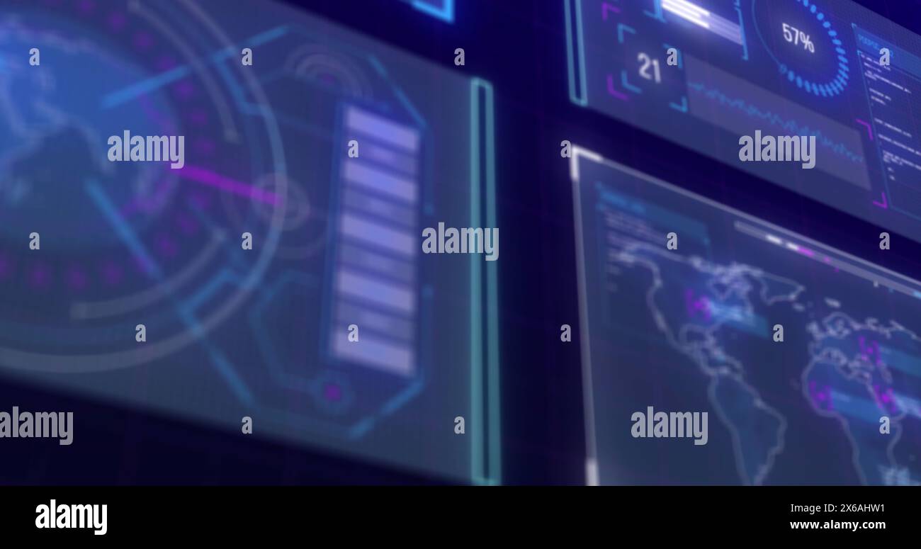 Image of computing data processing over screens Stock Photo - Alamy