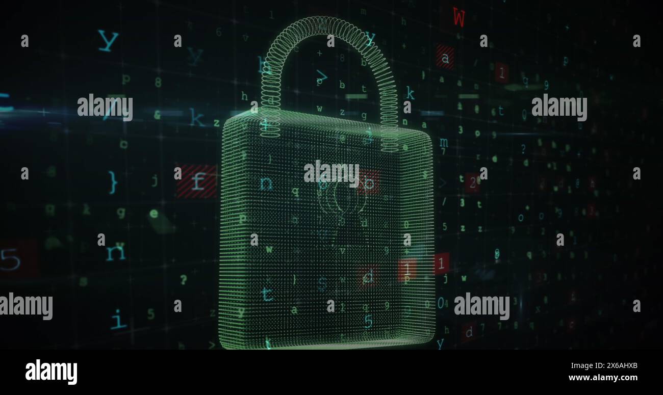 Image of nft text banner against cyber security padlock icon and data processing Stock Photo - Alamy