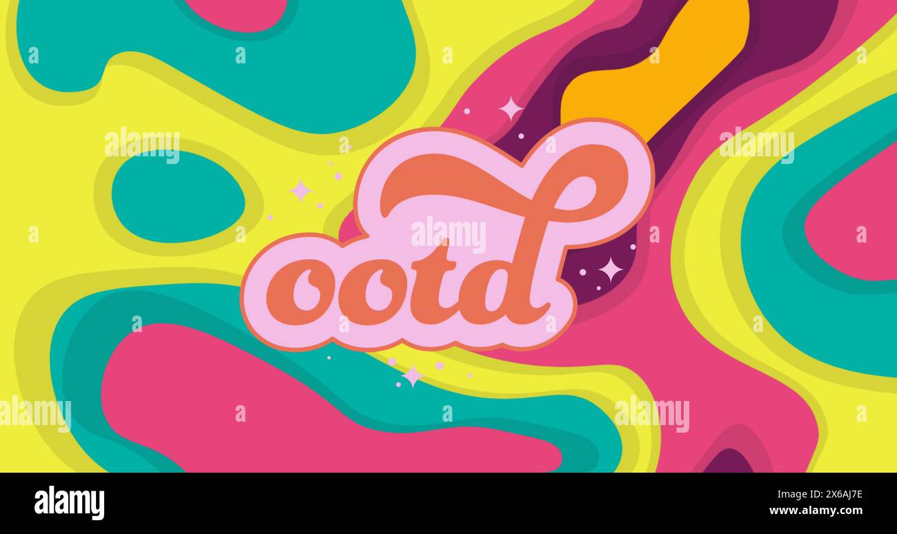Image of ootd text over neon retro pattern Stock Photo - Alamy