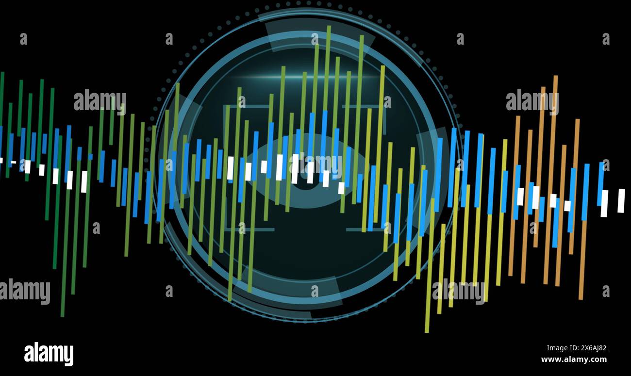 Image Of Data Processing Against Cyber Security Text Banner And Eye Retina Scanner Cyber