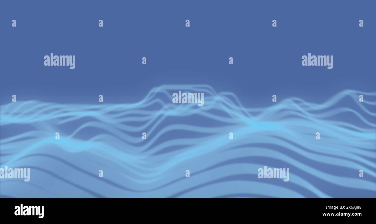 Image of blue waves of data processing over blue background Stock Photo - Alamy