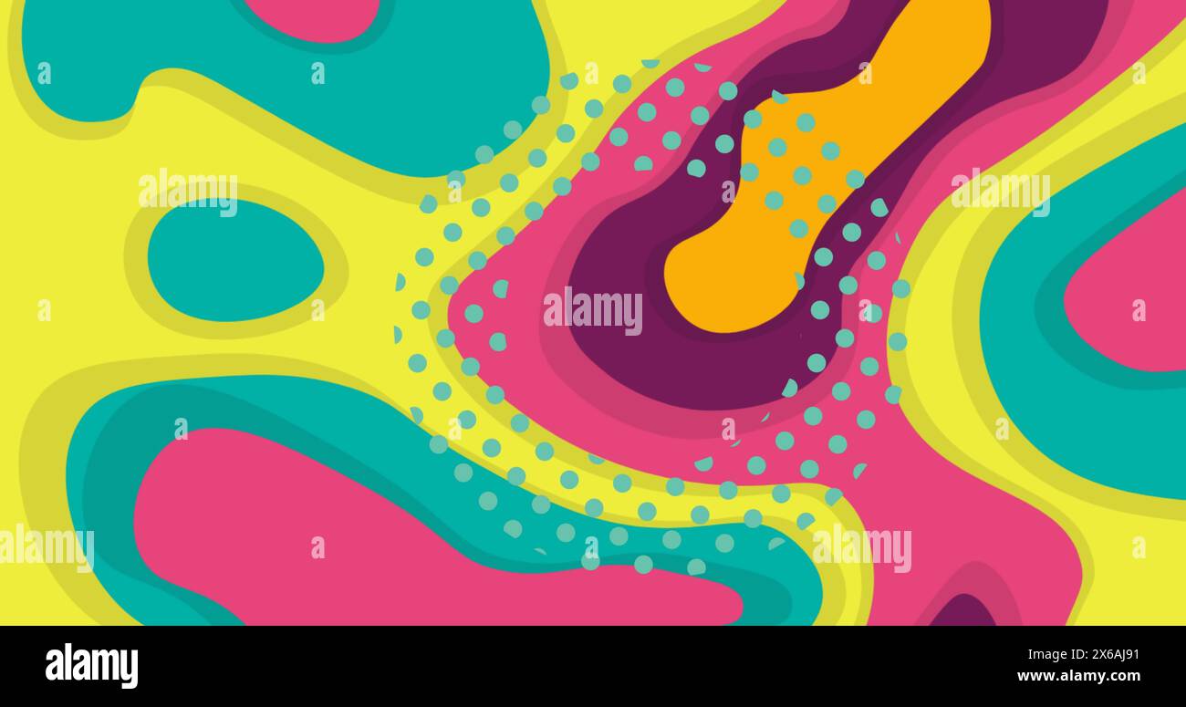Image of dotted circle over neon retro pattern Stock Photo - Alamy