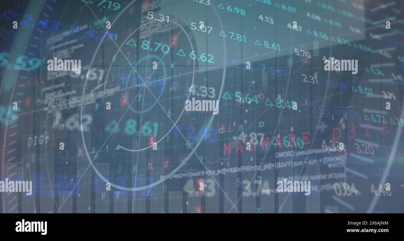 Image of scope scanning and financial data processing Stock Photo - Alamy