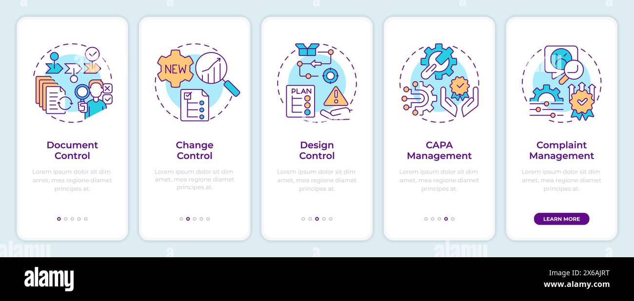 Qms Processes Onboarding Mobile App Screen Stock Vector Image And Art Alamy