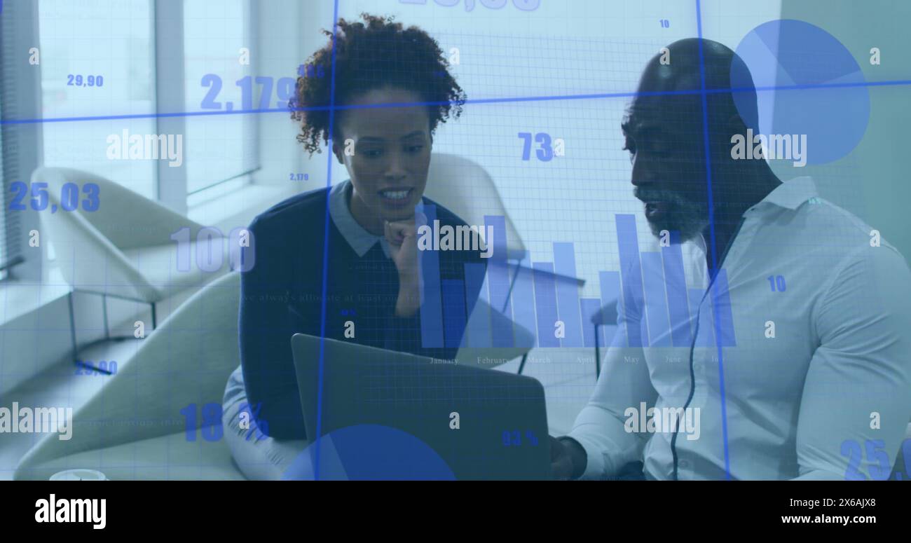 Image Of Statistical Data Processing Over African American Man And